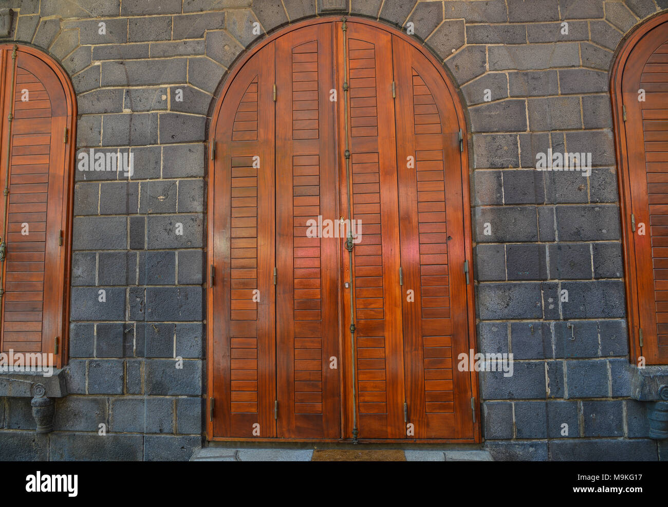 Wooden doors of ancient fortress in Port Louis, Mauritius Stock Photo ...
