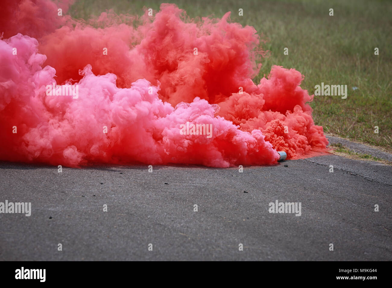 colorful pink smoke bombs in action Stock Photo - Alamy