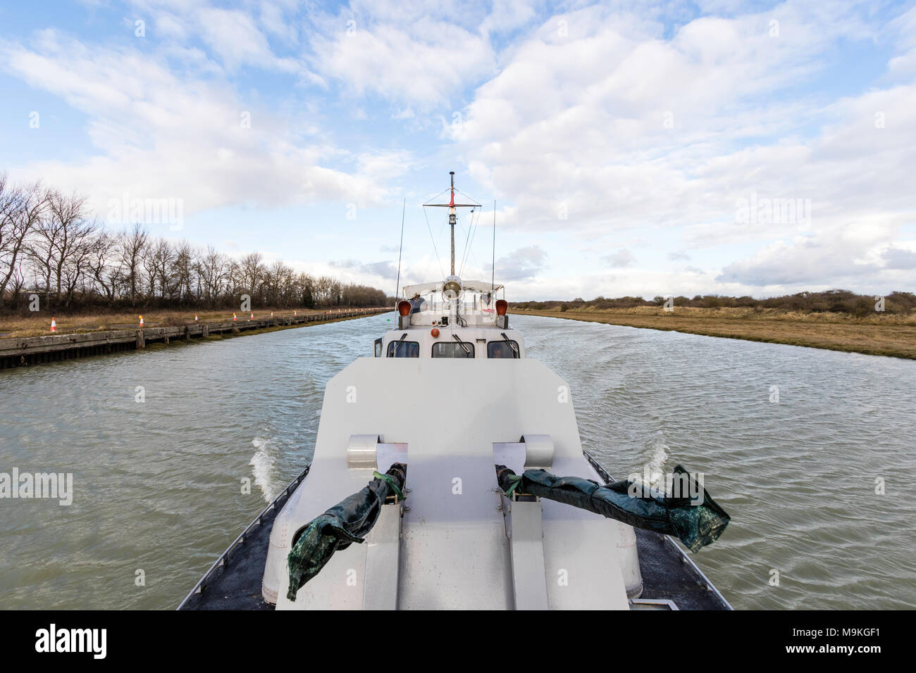 England, Sandwich. P22 US Navy patrol boat on River. Wide angle view ...