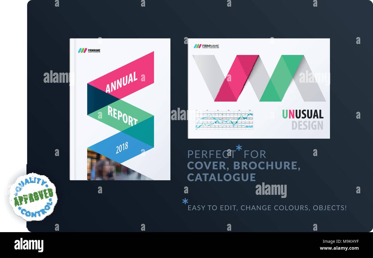 Abstract brochure design set, modern annual report, horizontal cover ...