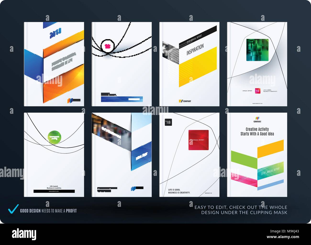 Business set of design brochure, abstract annual report, horizontal ...