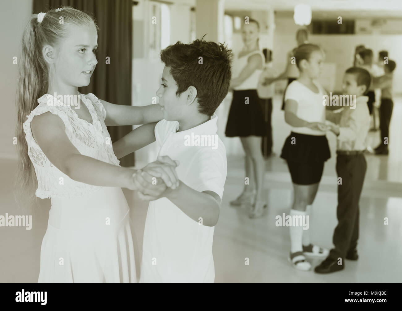 Young children studying of partner dance at dance classes Stock Photo ...