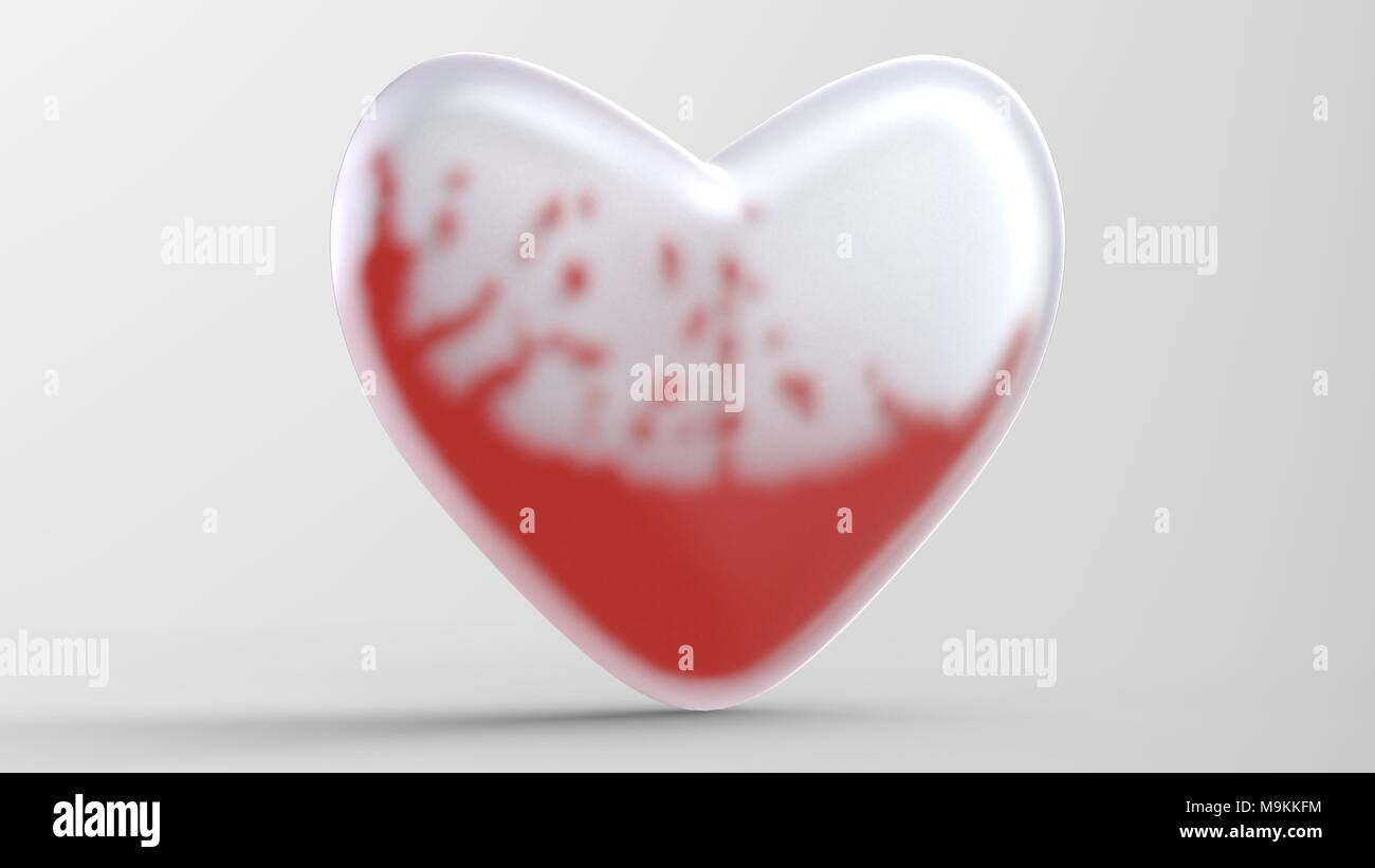 heart glass with blood liquid and drops isolated illustration 3d render ...