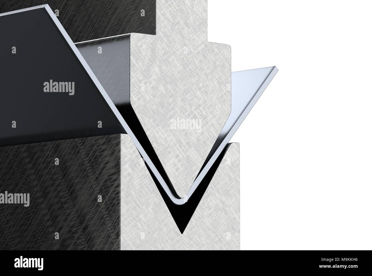 bending metal sheet by sheet bending machine 3d illustration Stock ...
