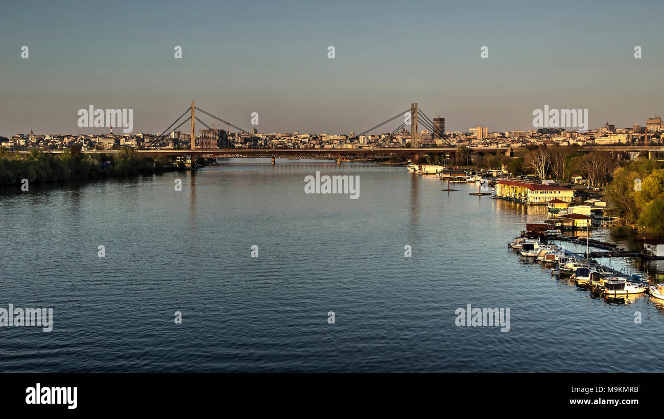 Belgrade, Serbia - Panoramic view of the River Sava and the city ...