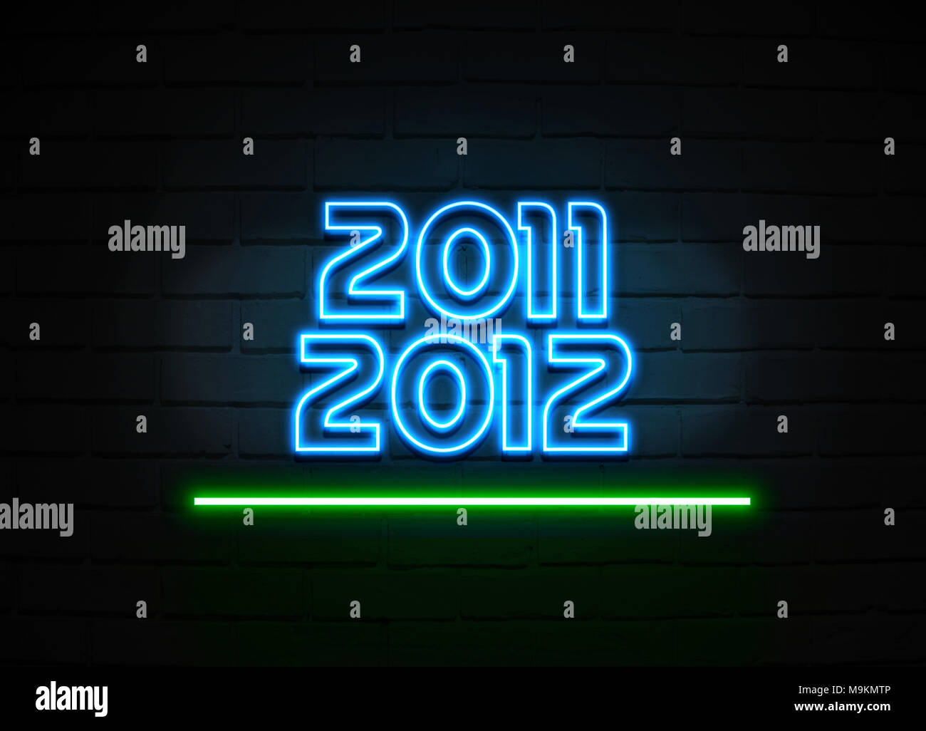 2011 2012 2013 neon sign - Glowing Neon Sign on brickwall wall - 3D ...