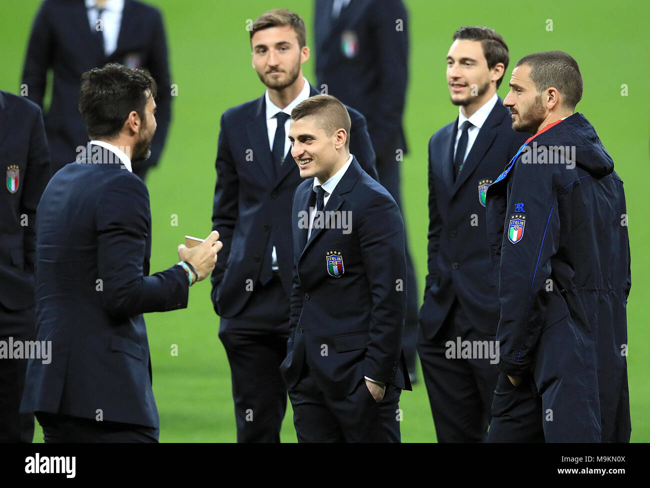 Italy's Gianluigi Buffon (left), Marco Verratti (centre) and Leonardo ...