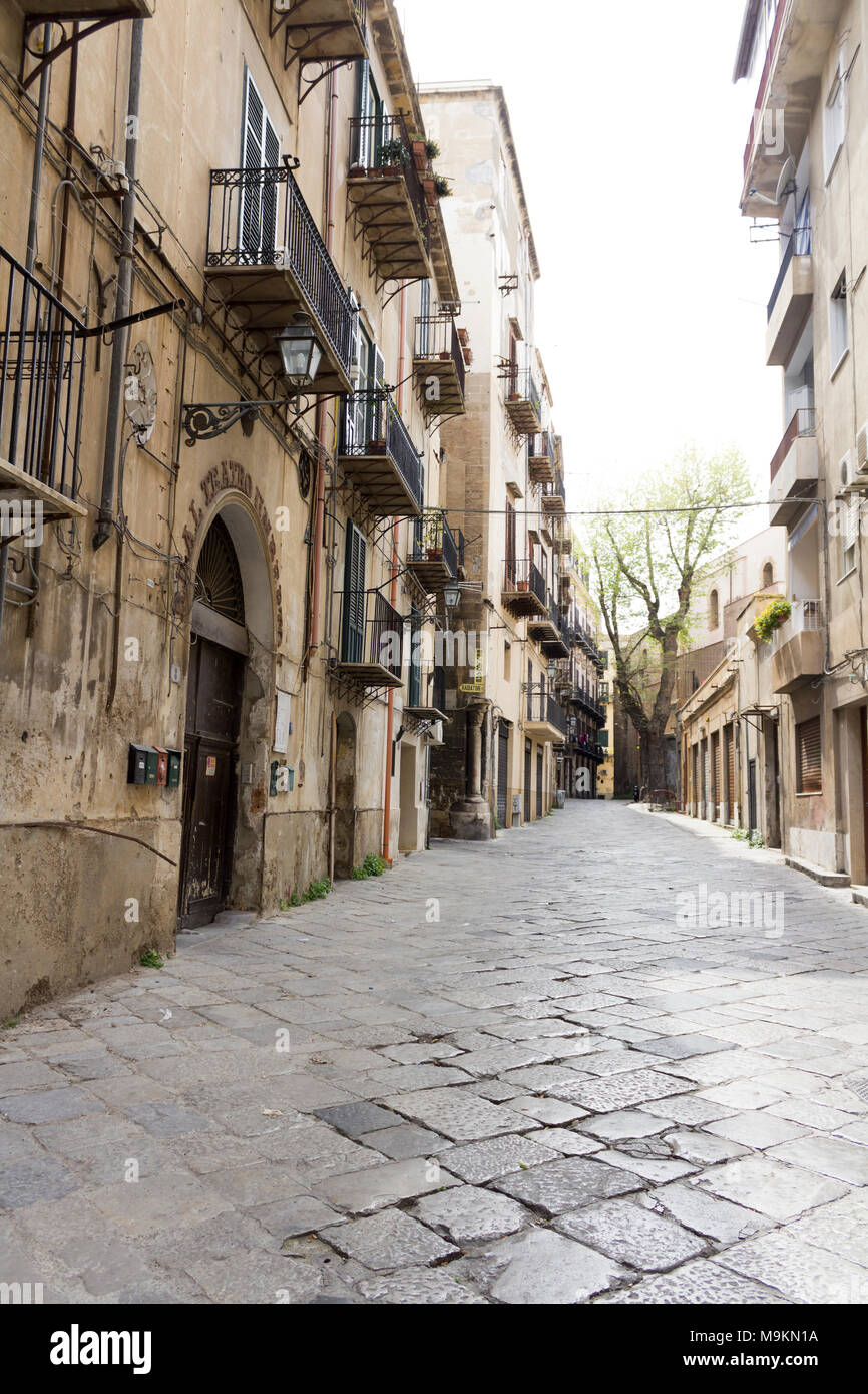 View of a street in the old city. Palermo, Sicily. Italy Stock Photo ...
