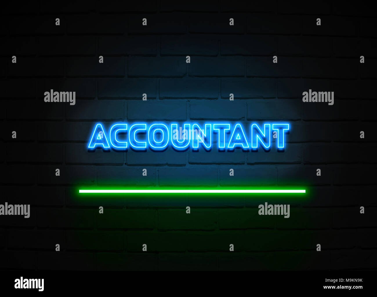 Accountant neon sign - Glowing Neon Sign on brickwall wall - 3D ...