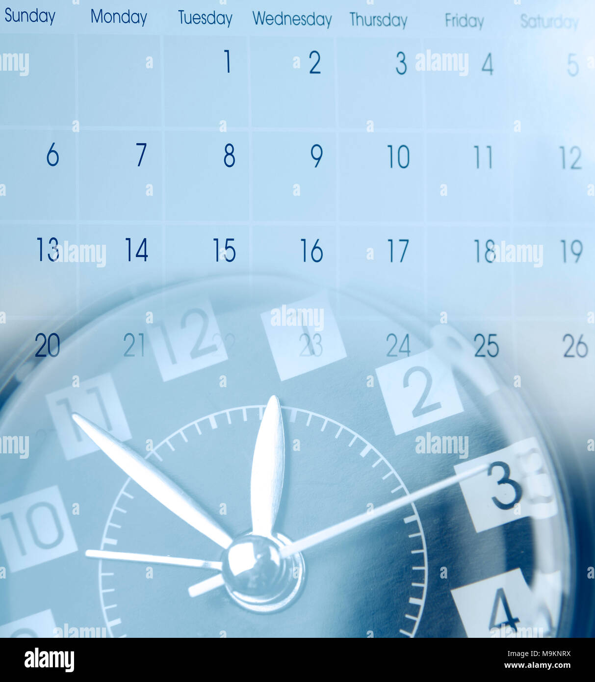 Clock face and calendar composite Stock Photo - Alamy