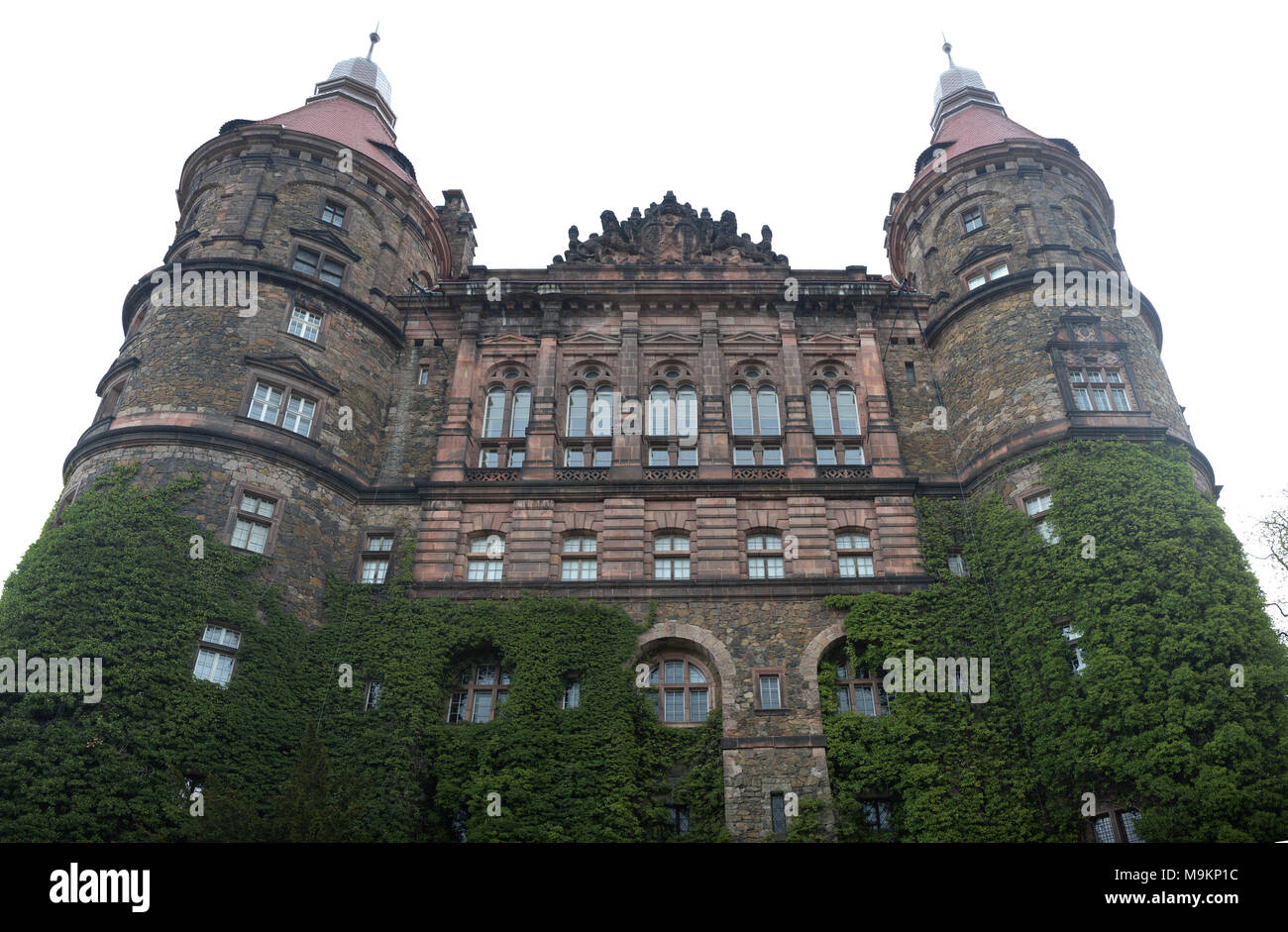 close up on Ksiaz castle towers Stock Photo - Alamy