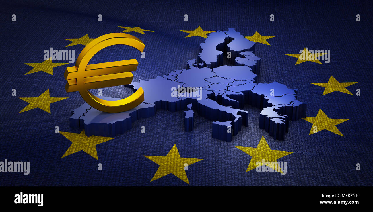 The sign of the Euro currency on the volumetric map of the European ...