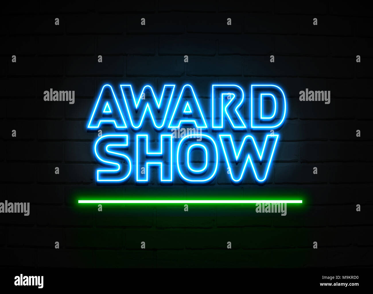 Award Show neon sign - Glowing Neon Sign on brickwall wall - 3D ...