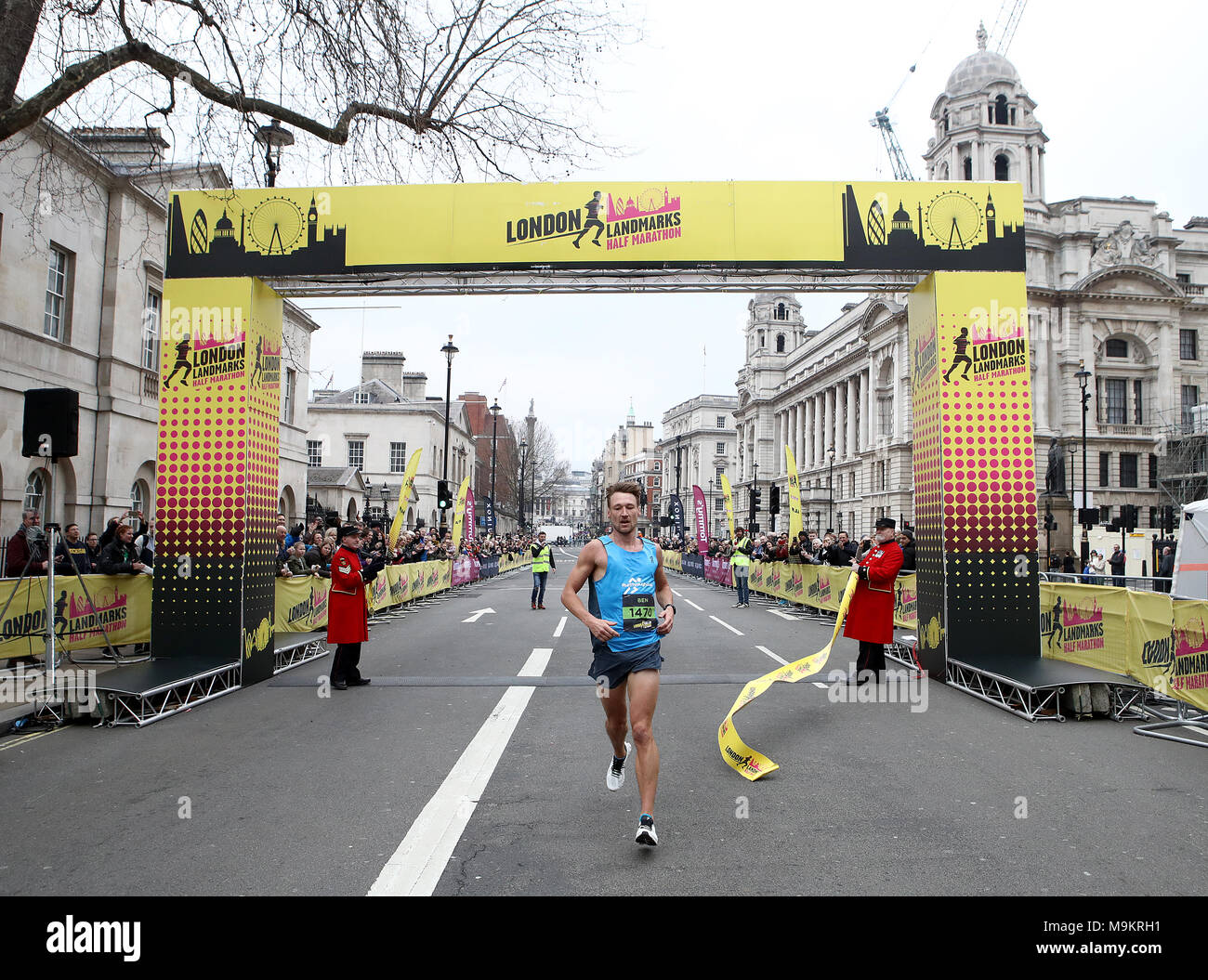 Ben green finishes the 2018 london landmarks half marathon hi-res stock ...
