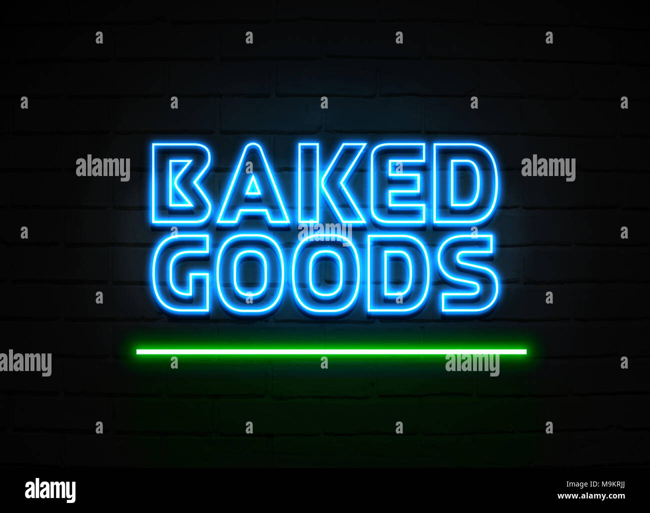 Baked Goods neon sign - Glowing Neon Sign on brickwall wall - 3D ...