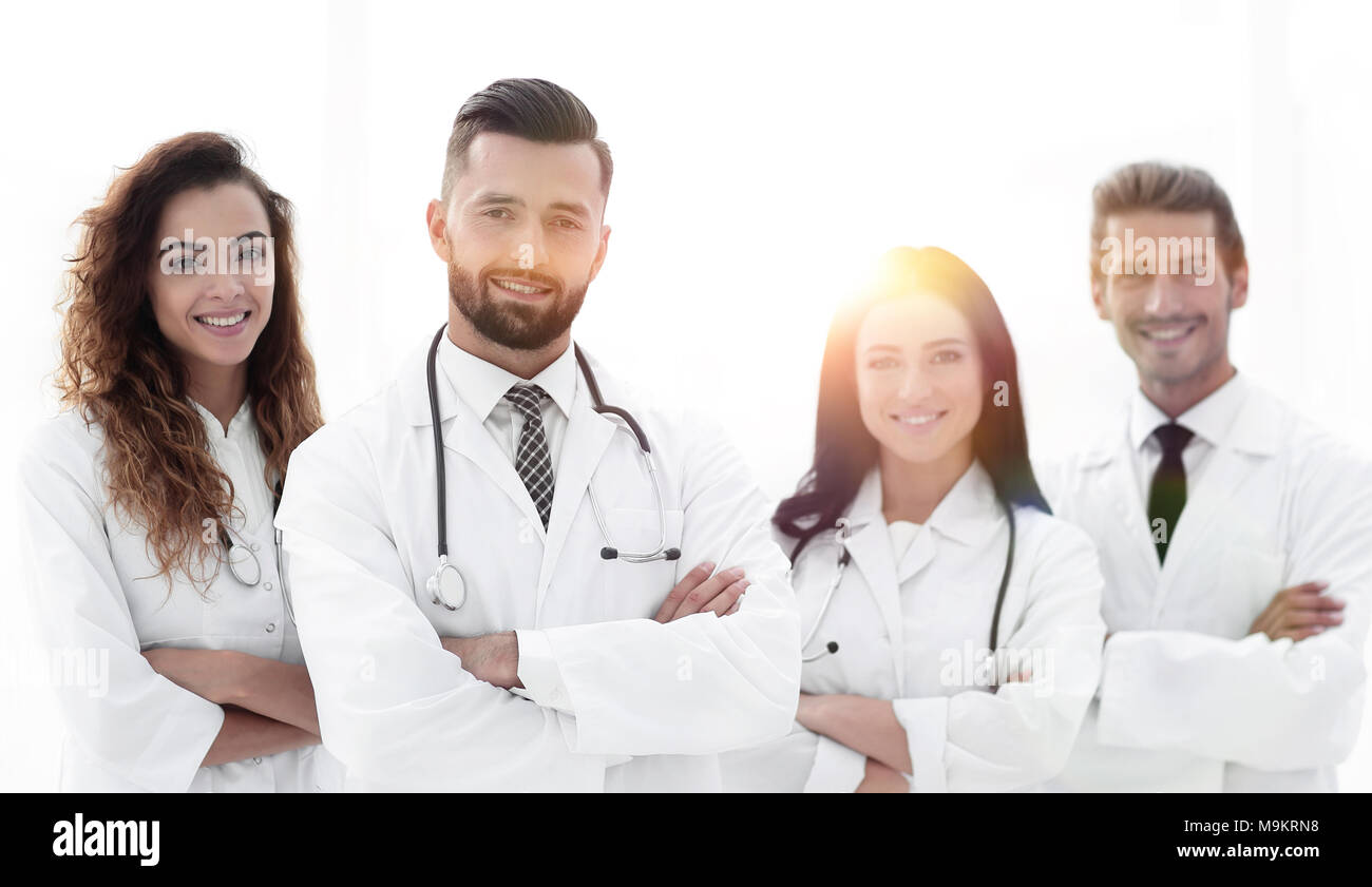 Medical doctors group. Isolated on white background Stock Photo - Alamy