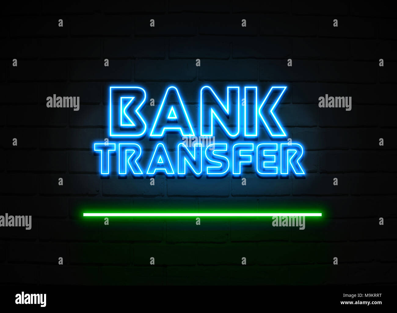 Bank Transfer neon sign - Glowing Neon Sign on brickwall wall - 3D ...
