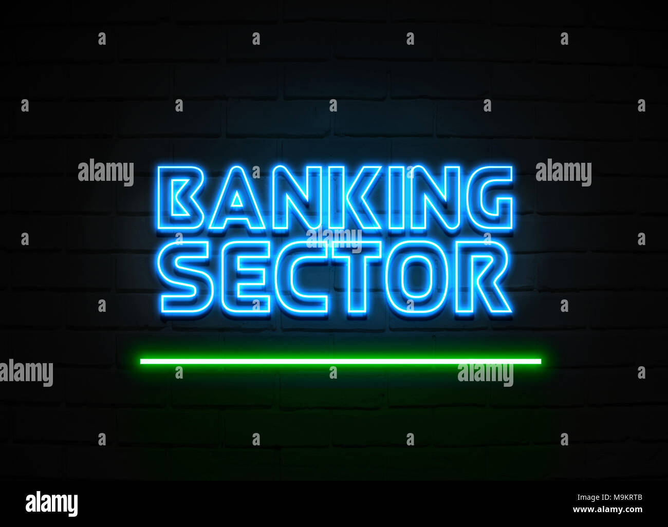 Banking Sector neon sign - Glowing Neon Sign on brickwall wall - 3D ...