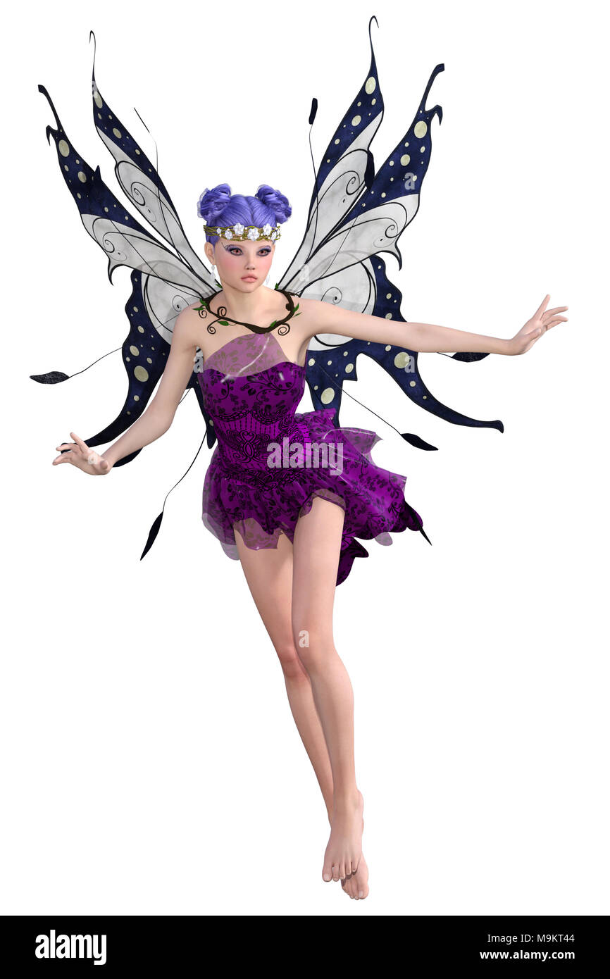 Beautiful Fairy Pixie With Wings Isolated On White 3d Render Stock