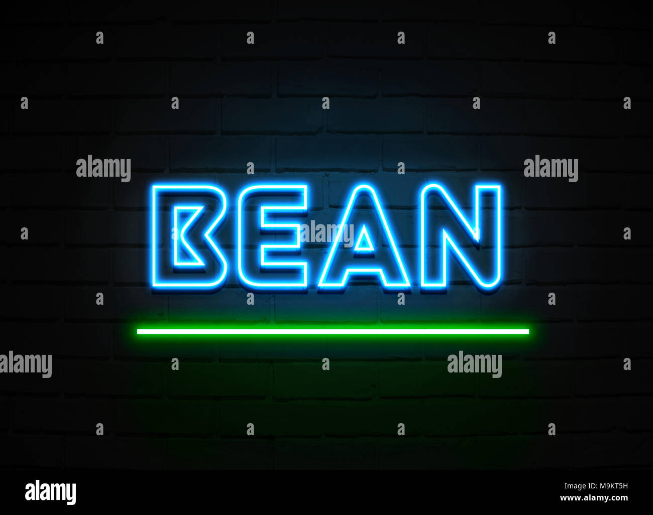 Bean neon sign - Glowing Neon Sign on brickwall wall - 3D rendered ...