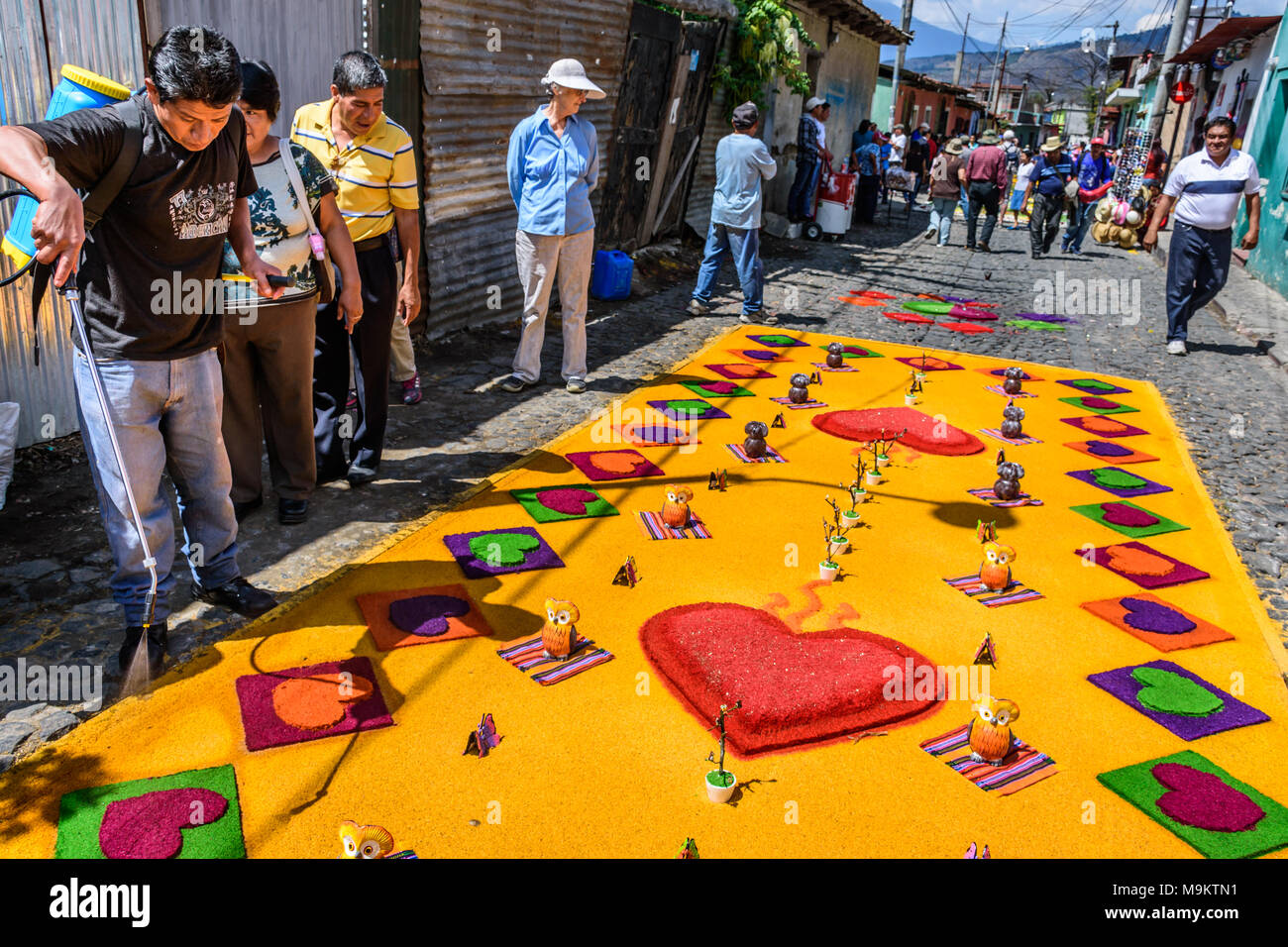 Antigua, Guatemala - March 6, 2016: Local waters dyed sawdust Lent ...