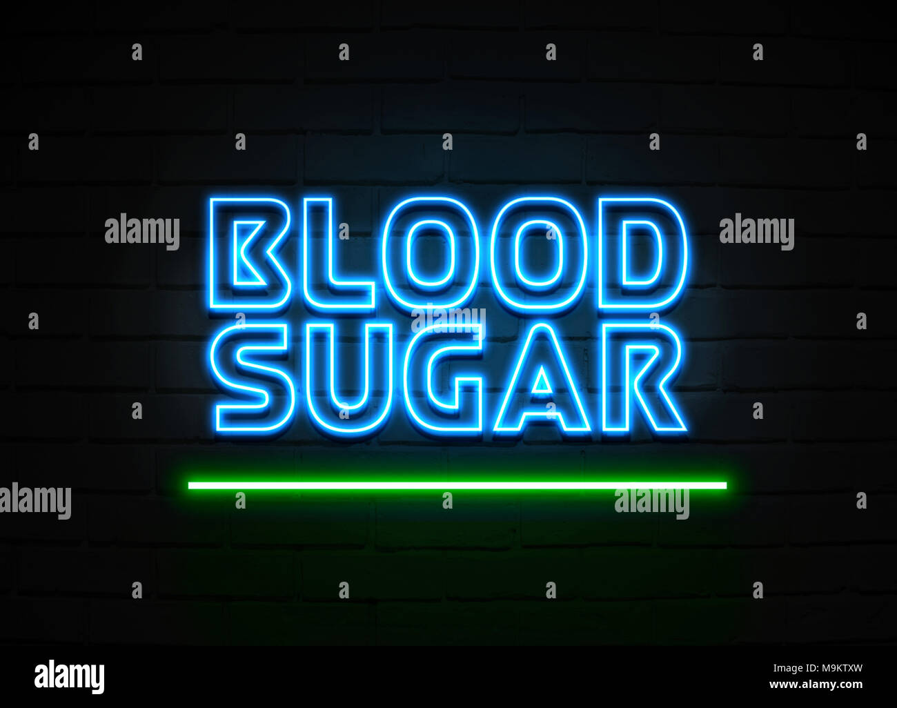 Blood Sugar neon sign - Glowing Neon Sign on brickwall wall - 3D ...