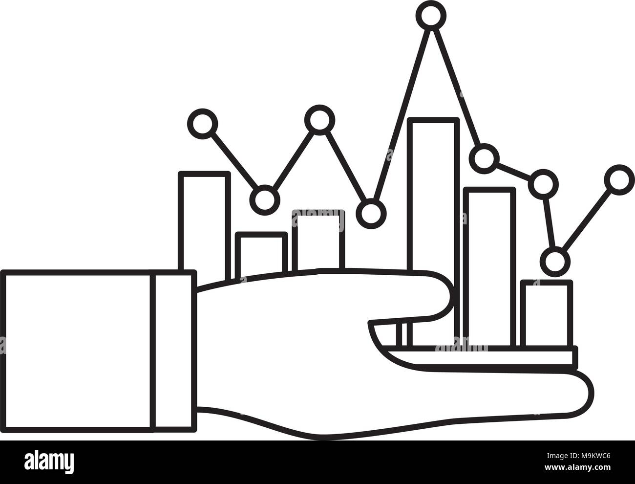 hand holding bar graph pointed line finance business Stock Vector Image ...