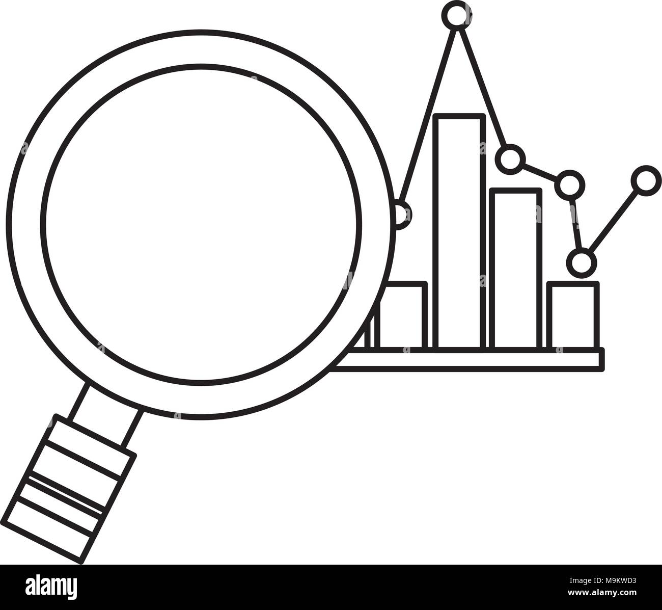 magnifier glass analysis bar graph statistic pointed line Stock Vector ...