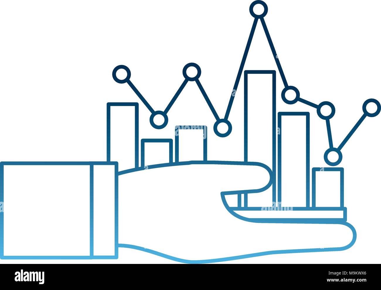hand holding bar graph pointed line finance business Stock Vector Image ...