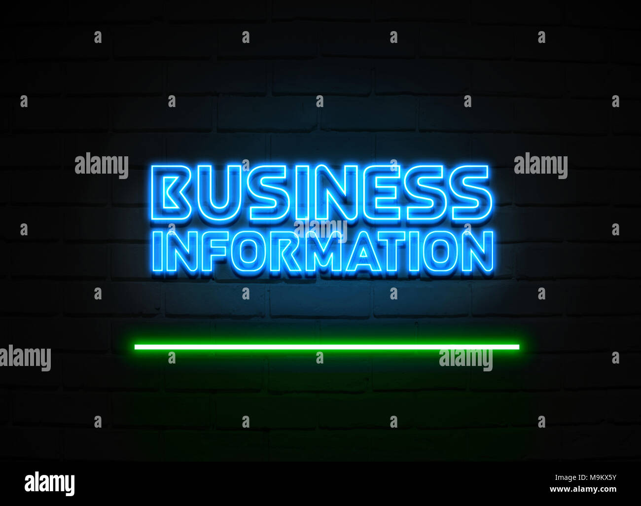 Business Information neon sign - Glowing Neon Sign on brickwall wall ...