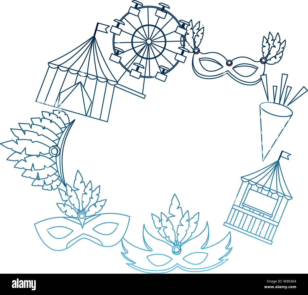 round collection carnival festice celebration icons Stock Vector Image ...