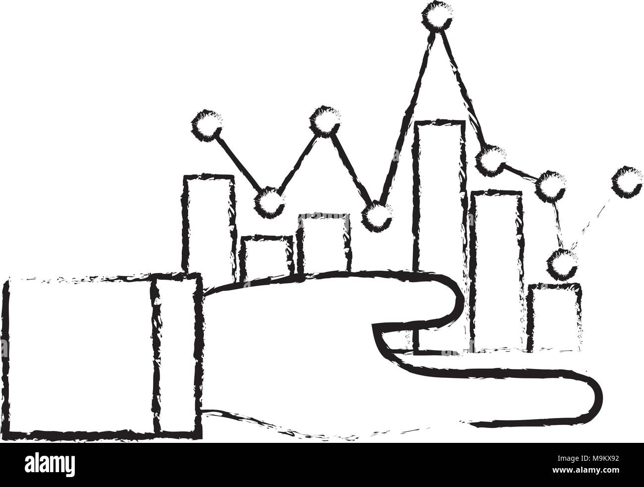 Business people holding bar graph Black and White Stock Photos & Images ...