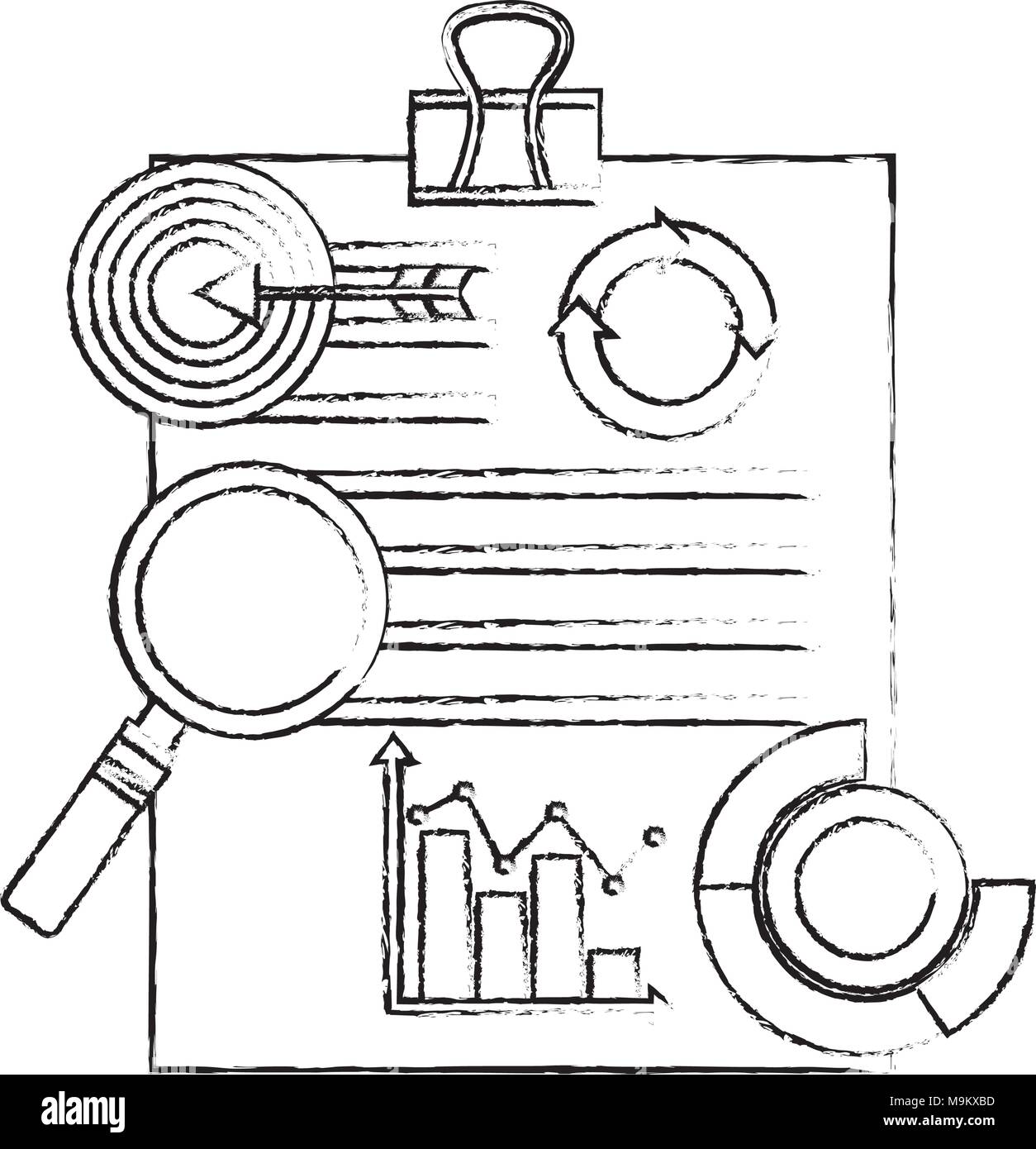 paperwork with clip diagram flowchart target analysis business Stock ...