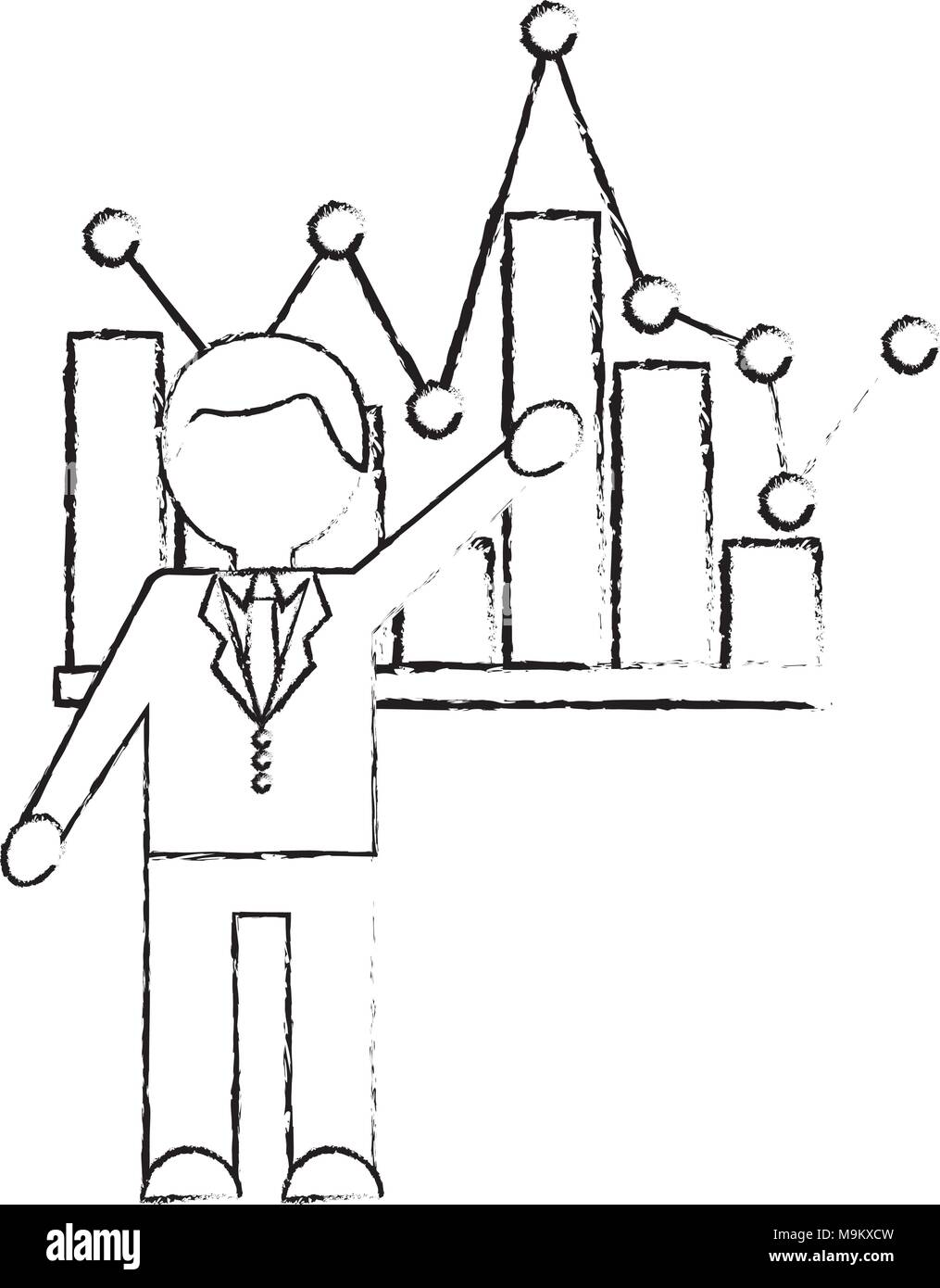 Man pointing at chart and graph Black and White Stock Photos & Images ...