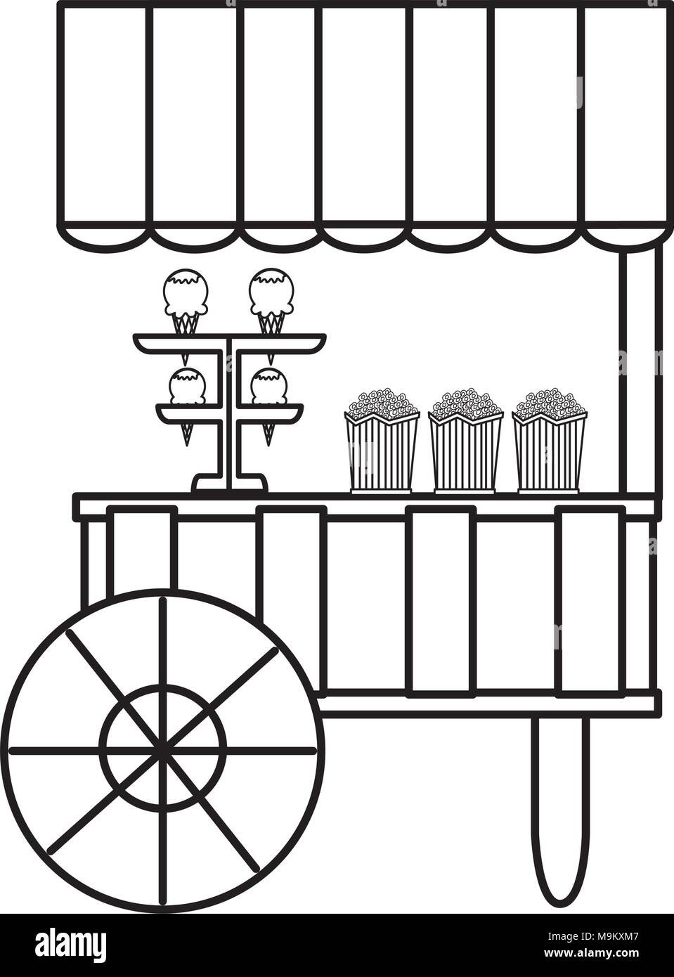 Street food cart popcorn Stock Vector Images - Alamy