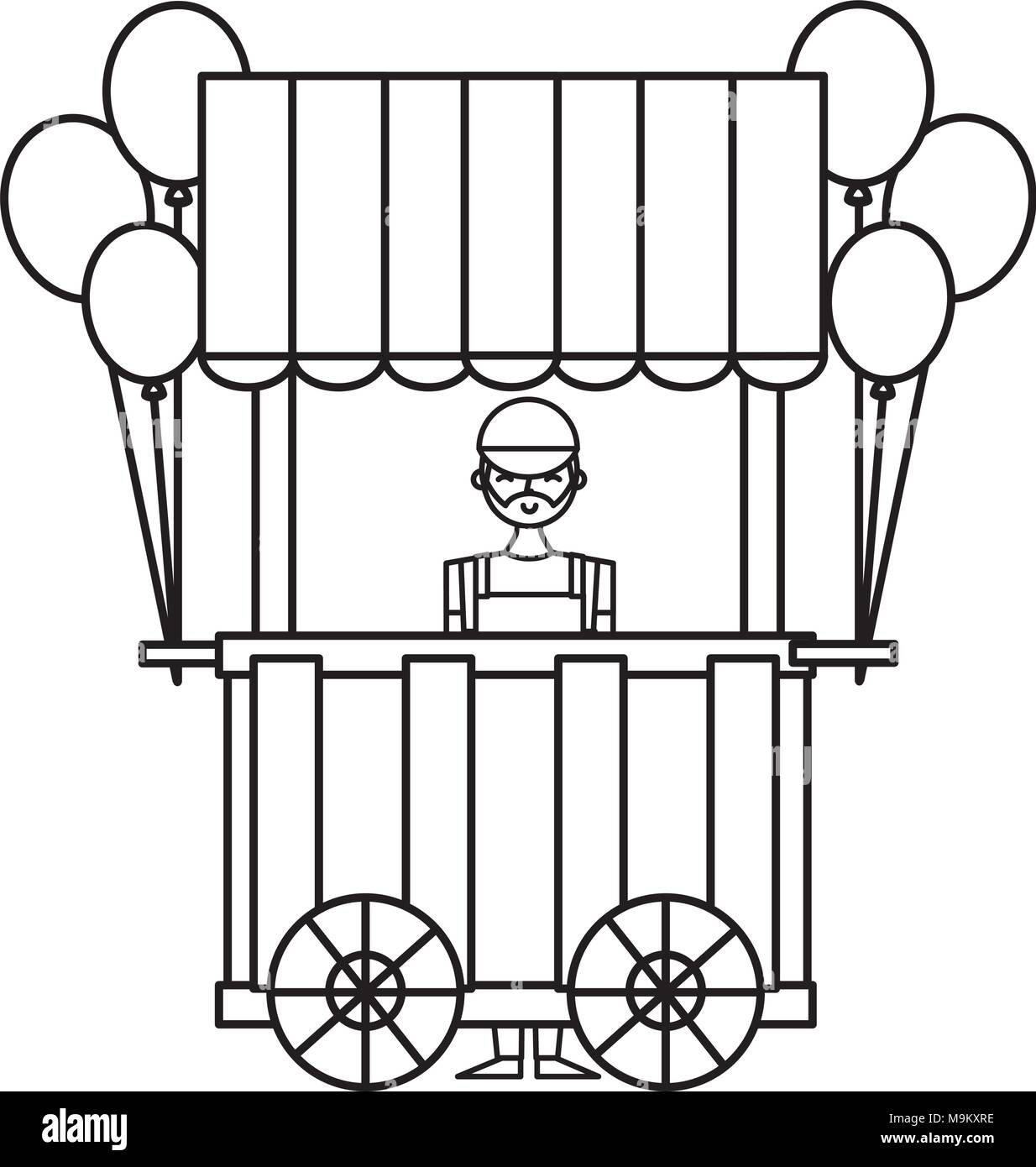 Carnival Circus Seller With Cart Balloons Stock Vector Image And Art Alamy