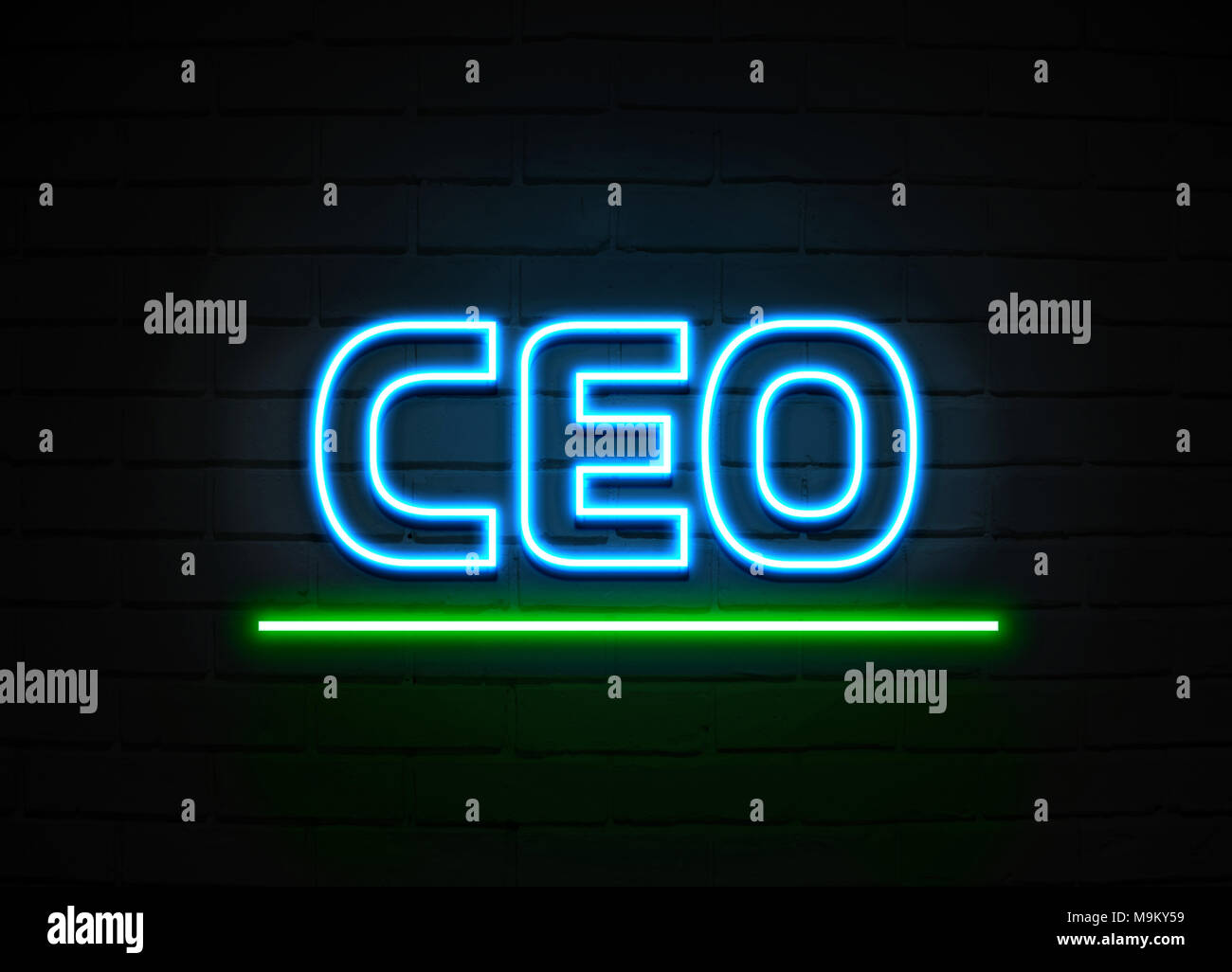 Ceo neon sign - Glowing Neon Sign on brickwall wall - 3D rendered ...