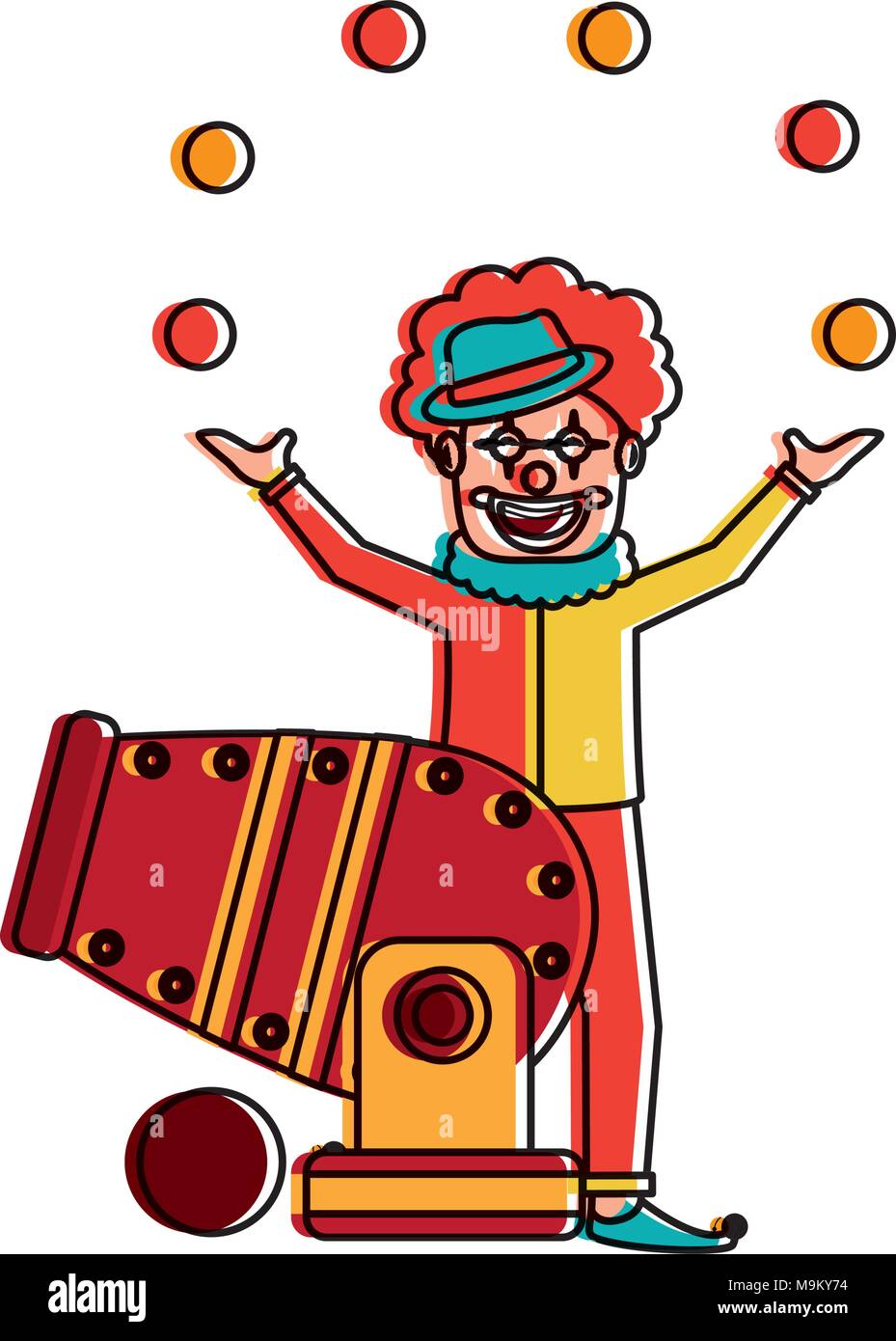 happy clown trick balls and circus cannon Stock Vector Image & Art - Alamy
