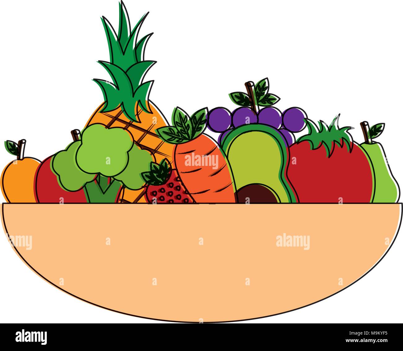 Full fruit bowl Stock Vector Images - Alamy