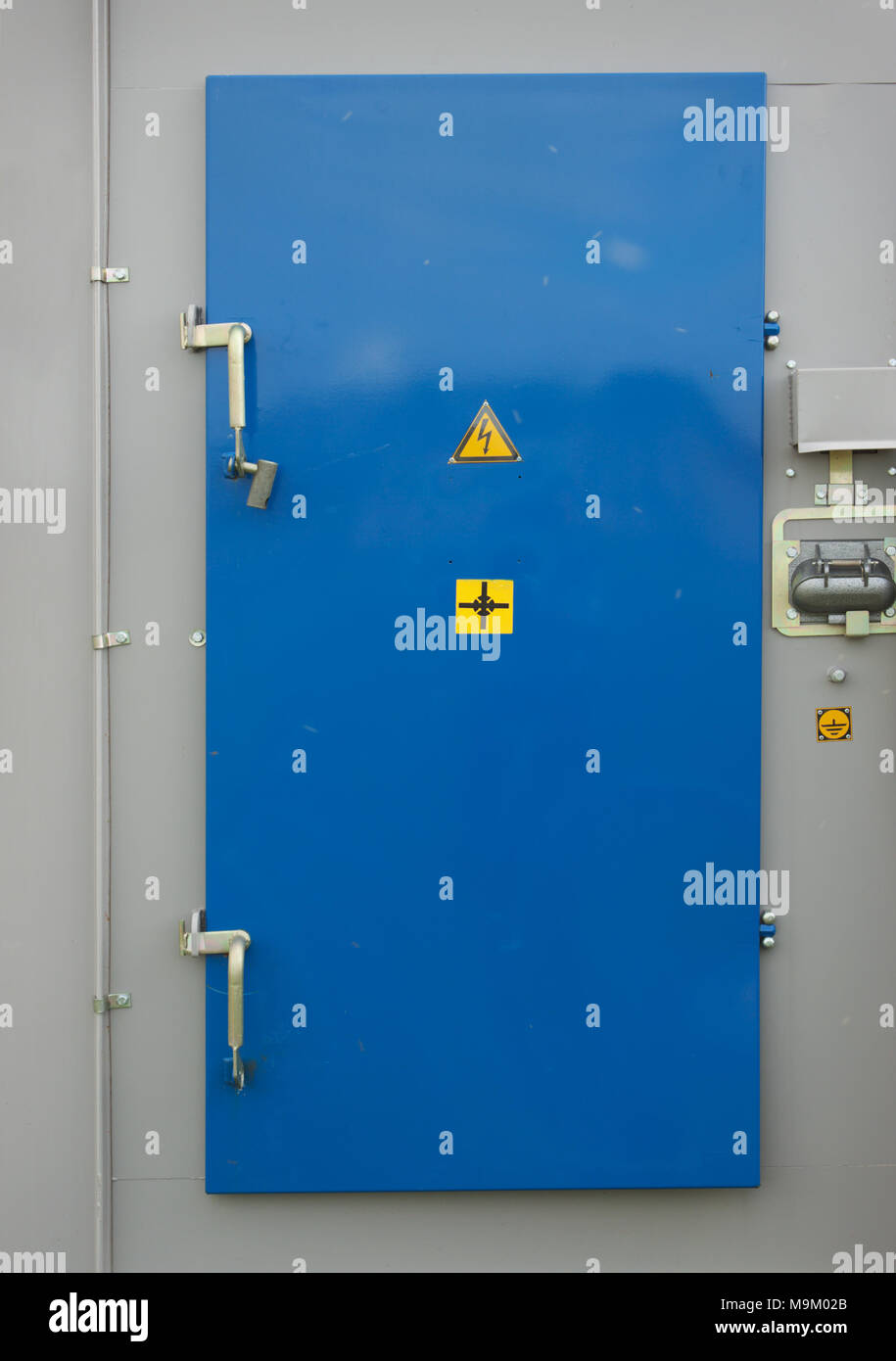 The locked door of the transformer substation Stock Photo - Alamy