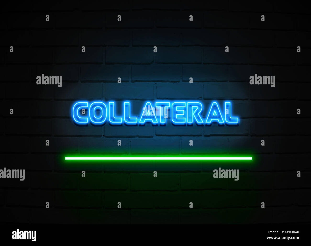 Collateral neon sign - Glowing Neon Sign on brickwall wall - 3D ...