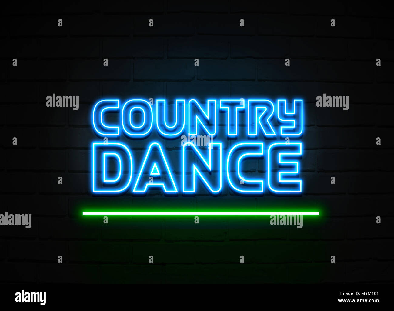 Country Dance neon sign - Glowing Neon Sign on brickwall wall - 3D ...