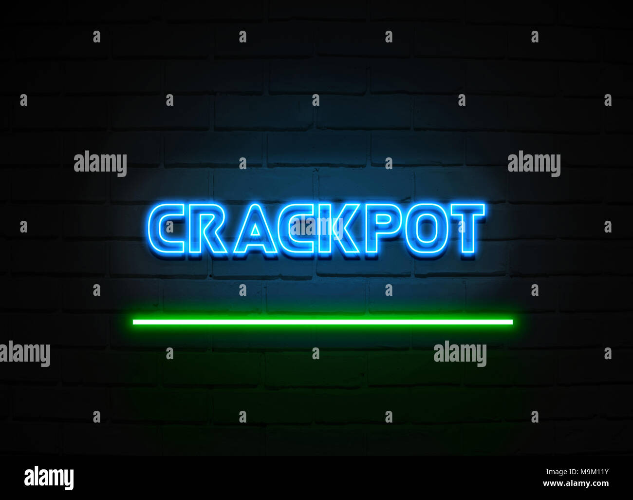 Crackpot neon sign - Glowing Neon Sign on brickwall wall - 3D rendered ...