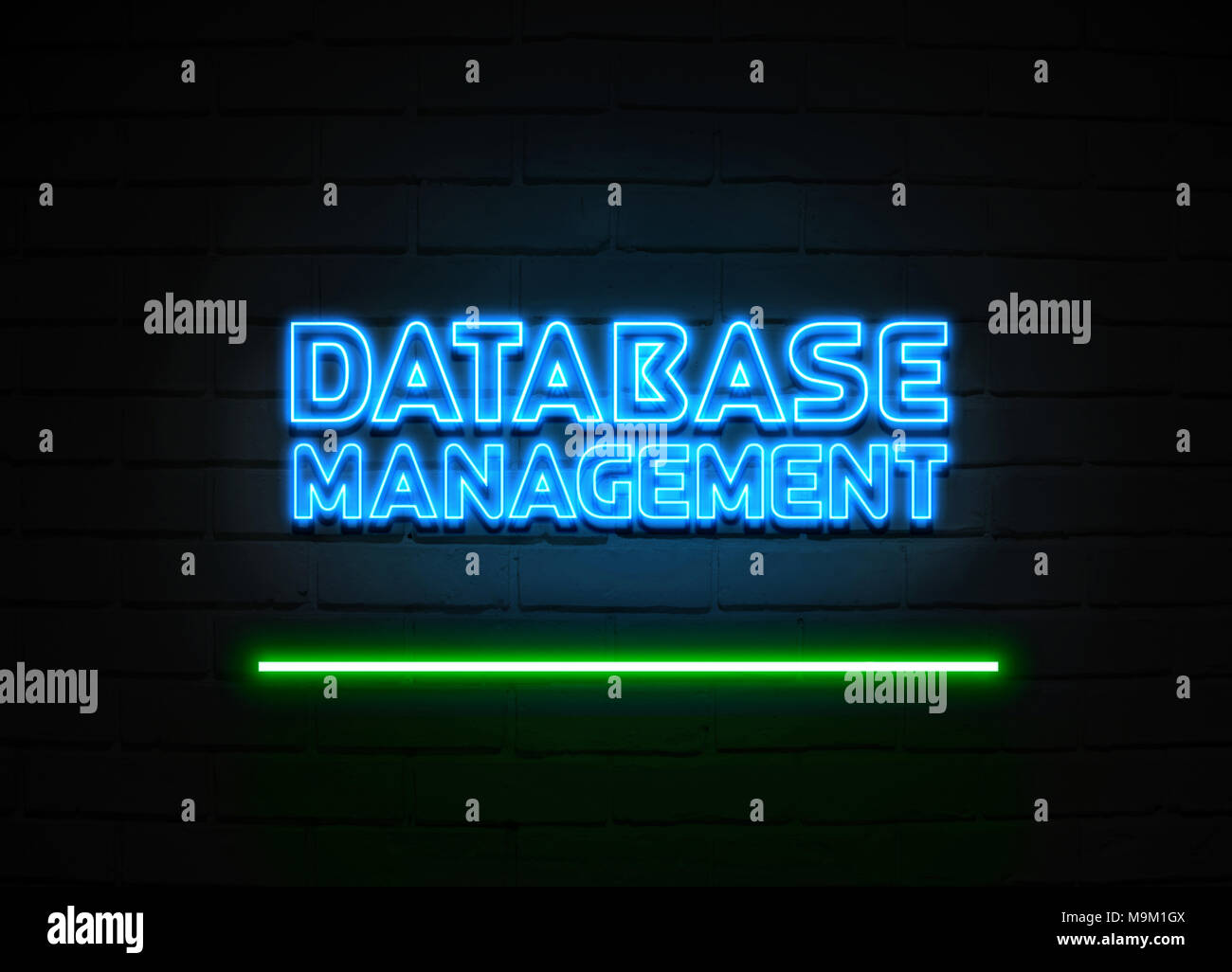 Database Management neon sign - Glowing Neon Sign on brickwall wall ...