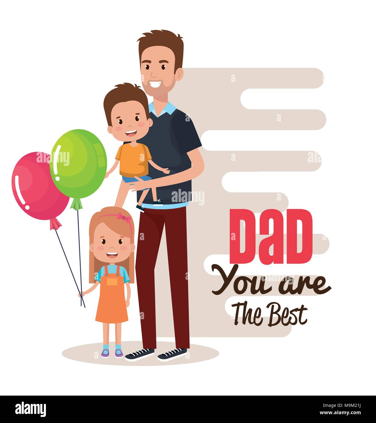 happy fathers day characters with balloons air Stock Vector Image & Art ...