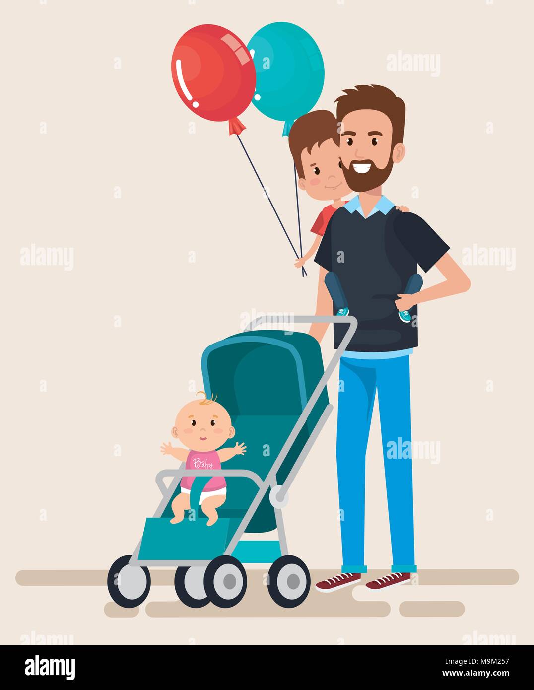Father cart baby character hi-res stock photography and images - Alamy
