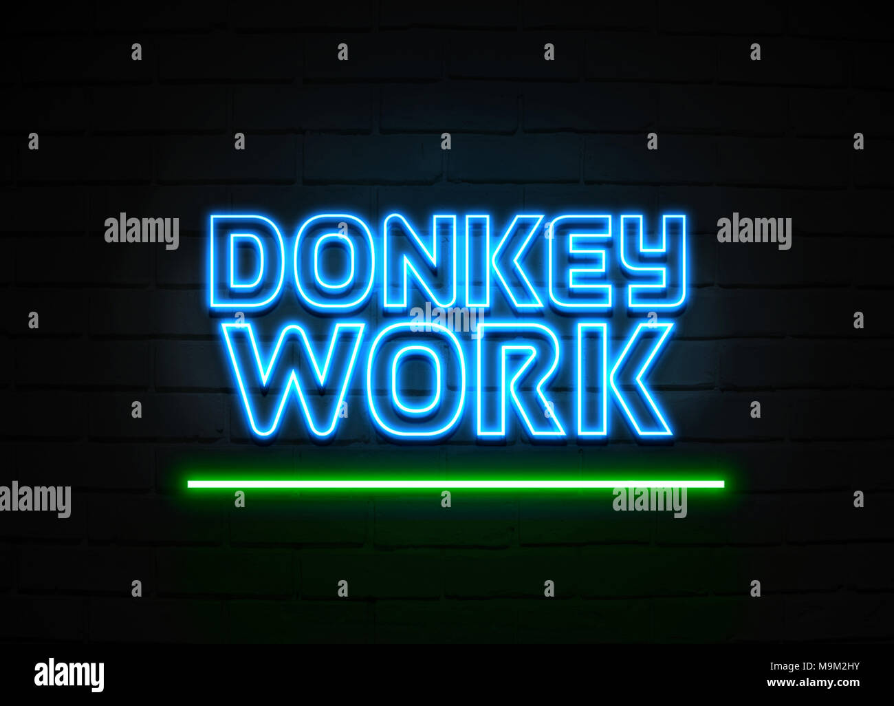 Donkey Work neon sign - Glowing Neon Sign on brickwall wall - 3D ...