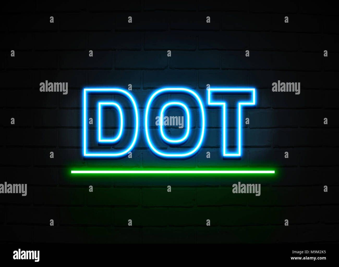 Dot neon sign - Glowing Neon Sign on brickwall wall - 3D rendered ...
