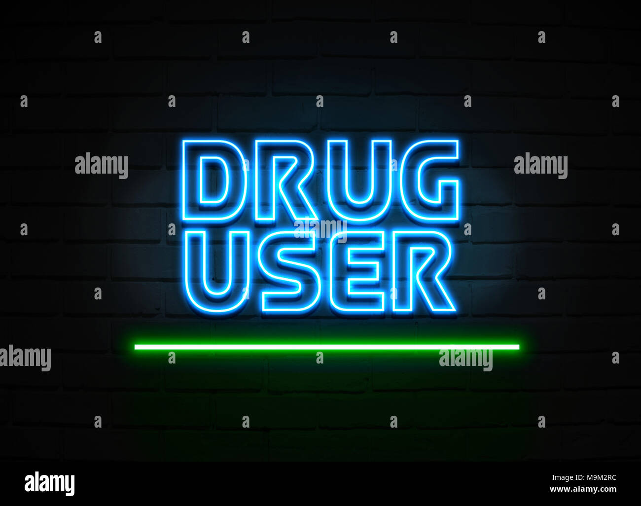 Drug User neon sign - Glowing Neon Sign on brickwall wall - 3D rendered ...