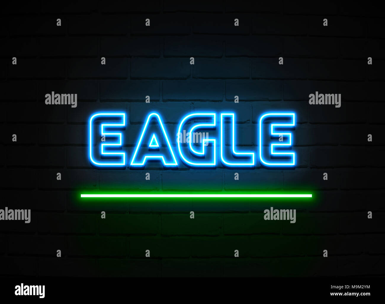 Eagle neon sign - Glowing Neon Sign on brickwall wall - 3D rendered ...